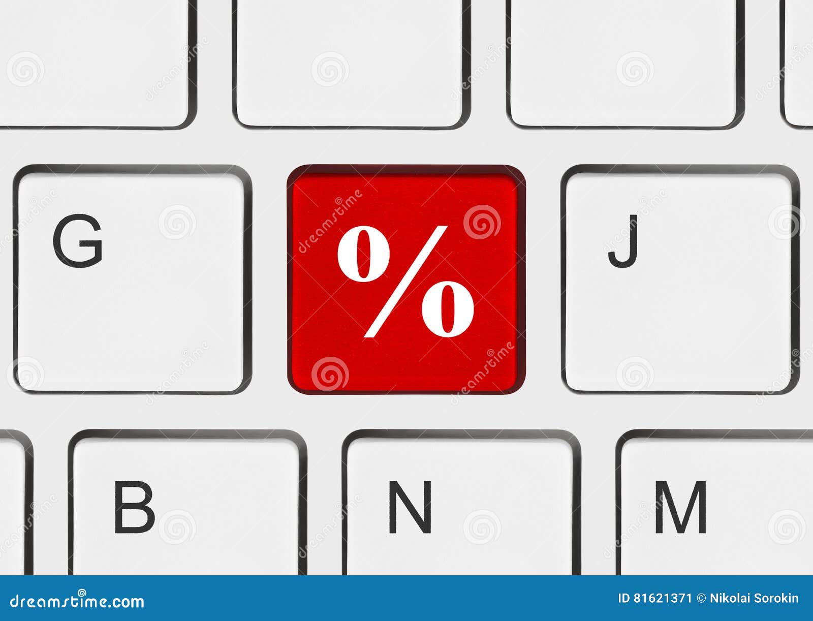 Computer Keyboard with Percent Key Stock Image - Image of finance, hand ...