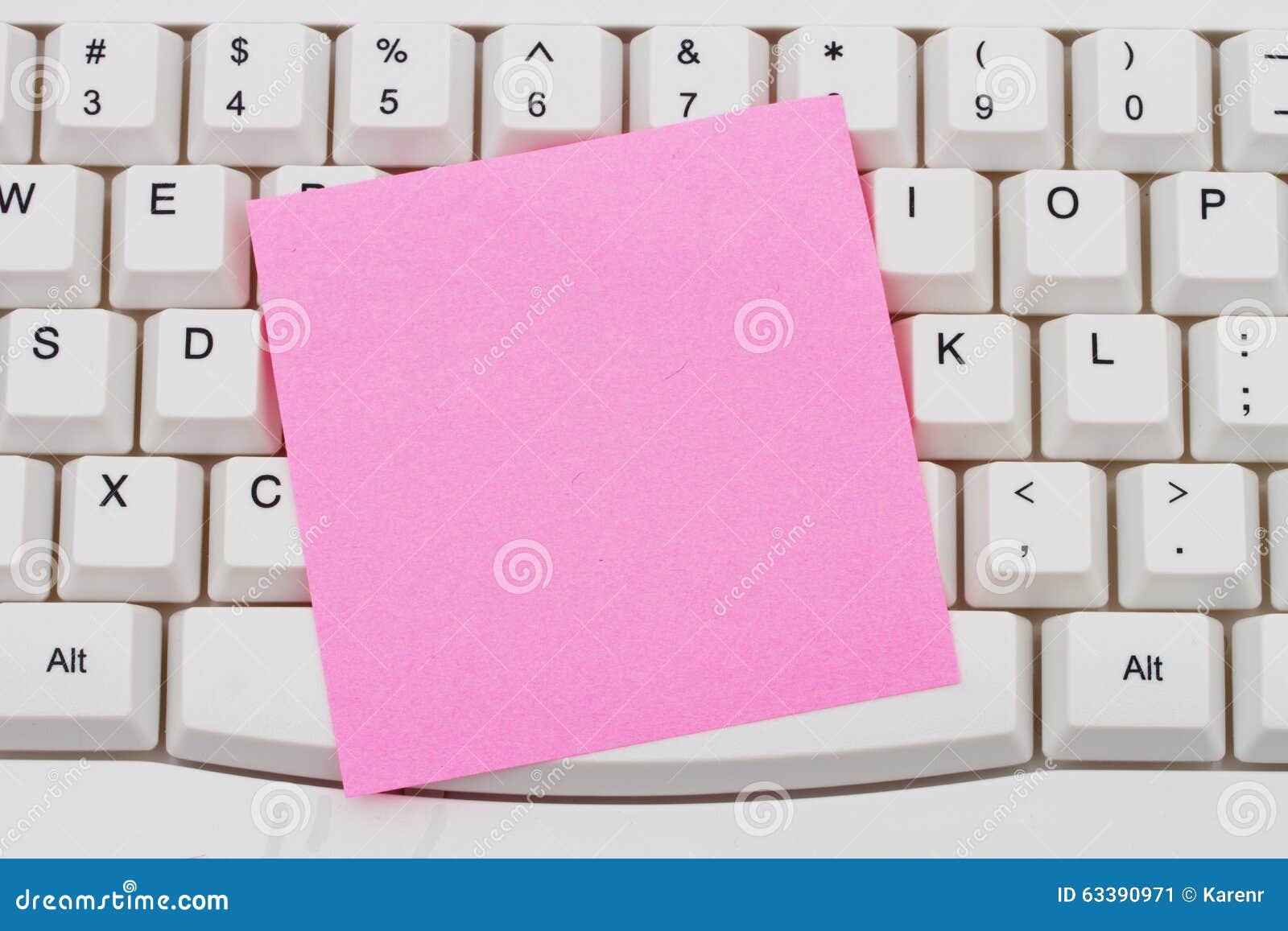 Computer Keyboard with a Pink Blank Sticky Note Stock Image - Image of ...