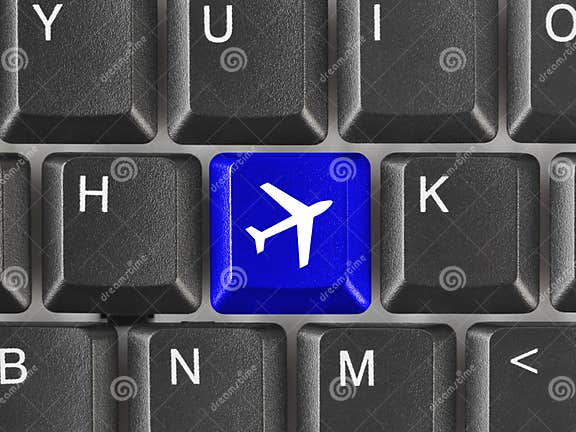 Computer Keyboard with Plane Key Stock Photo - Image of laptop ...