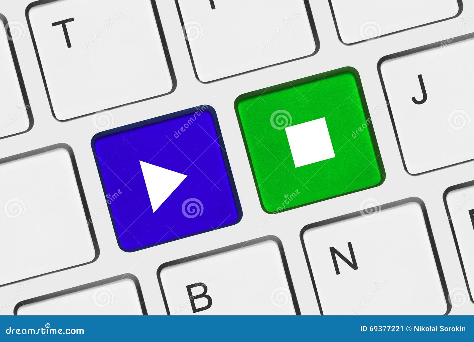 Computer Keyboard with Play and Stop Keys Stock Image - Image of player ...