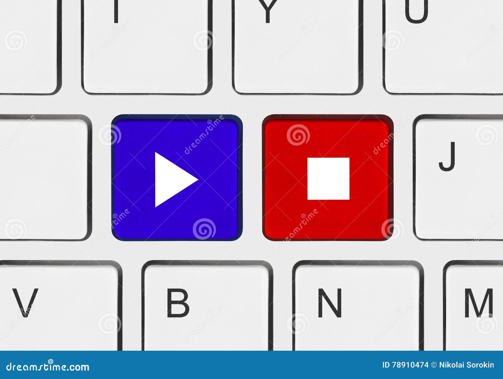 Computer Keyboard with Play and Stop Keys Stock Illustration ...