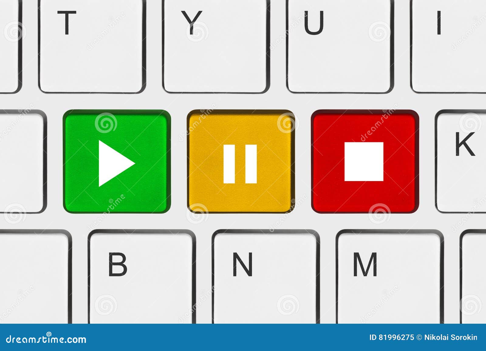 Computer Keyboard with Play and Stop Keys Stock Image - Image of menu ...