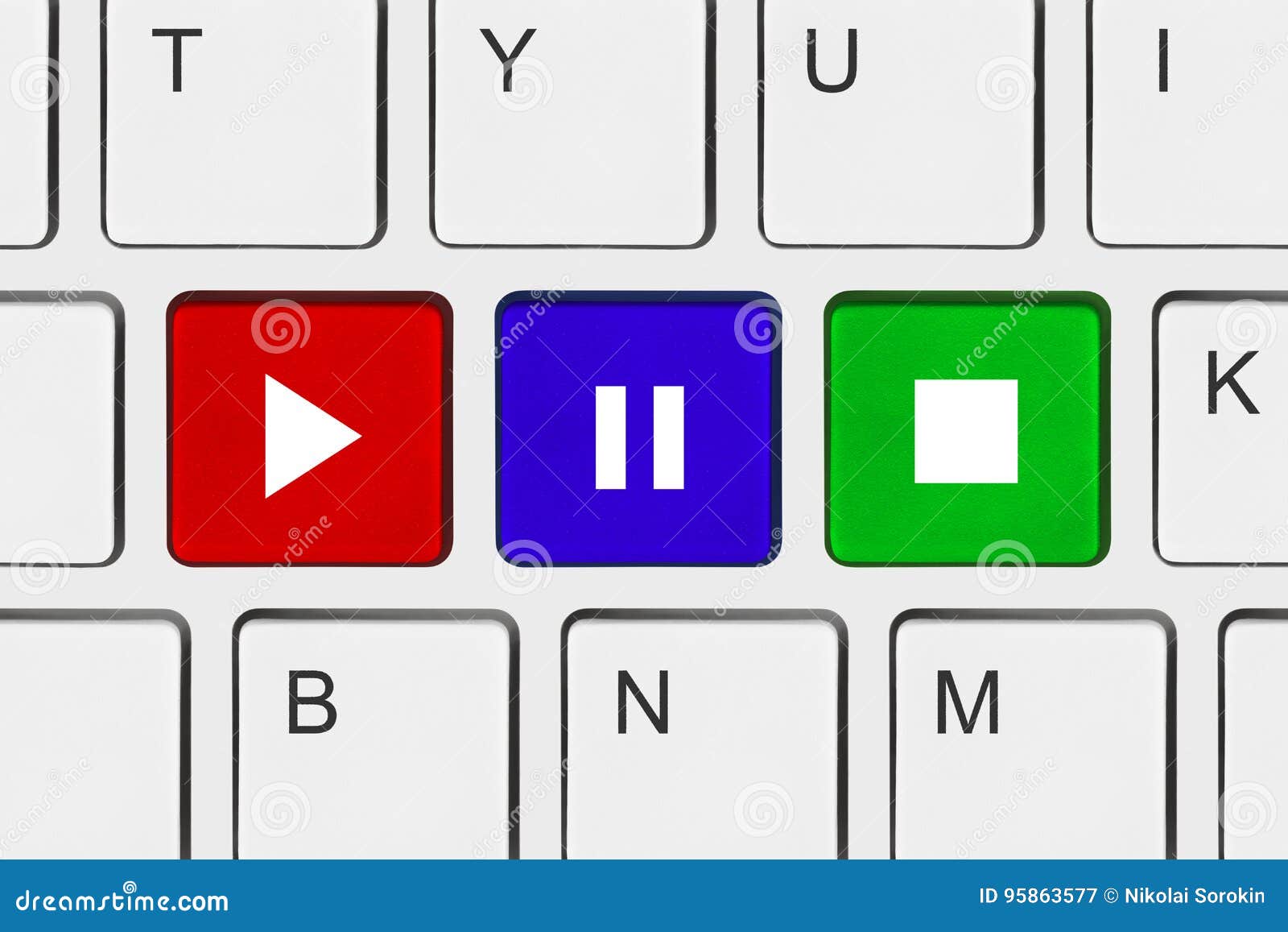 Computer Keyboard with Play and Stop Keys Stock Illustration ...