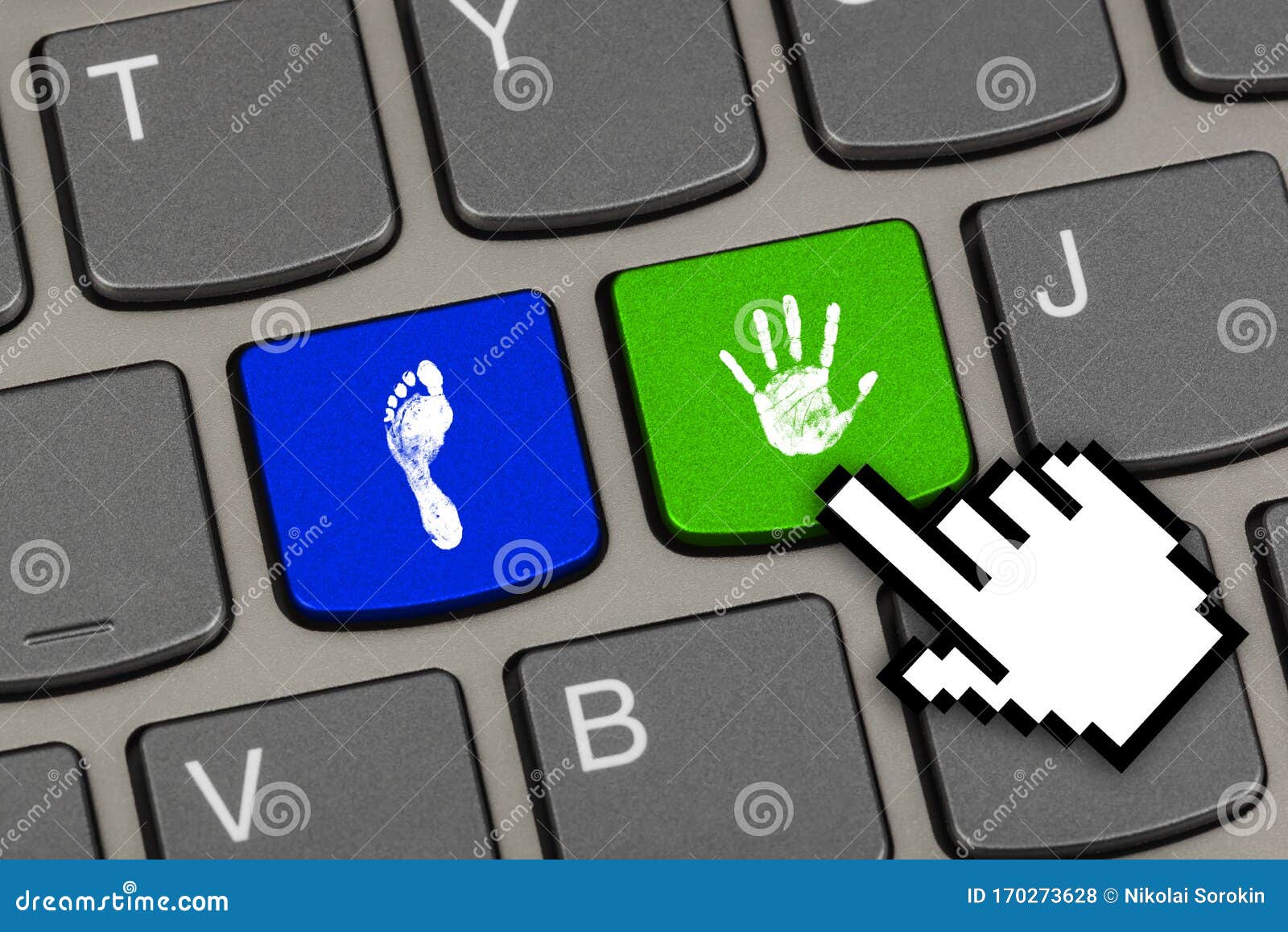 Printout of Hand and Foot on Computer Keys Stock Photo - Image of ...
