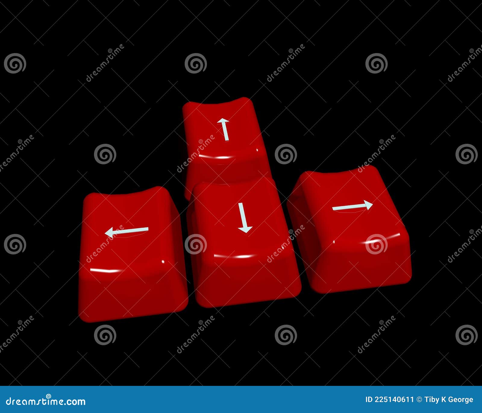 Computer Keyboard Red Arrow Keys 3d Illustration Stock Illustration ...