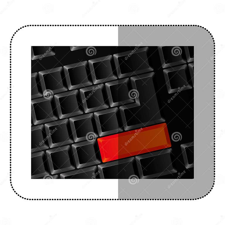 Computer Keyboard with Red Button Stock Illustration - Illustration of ...