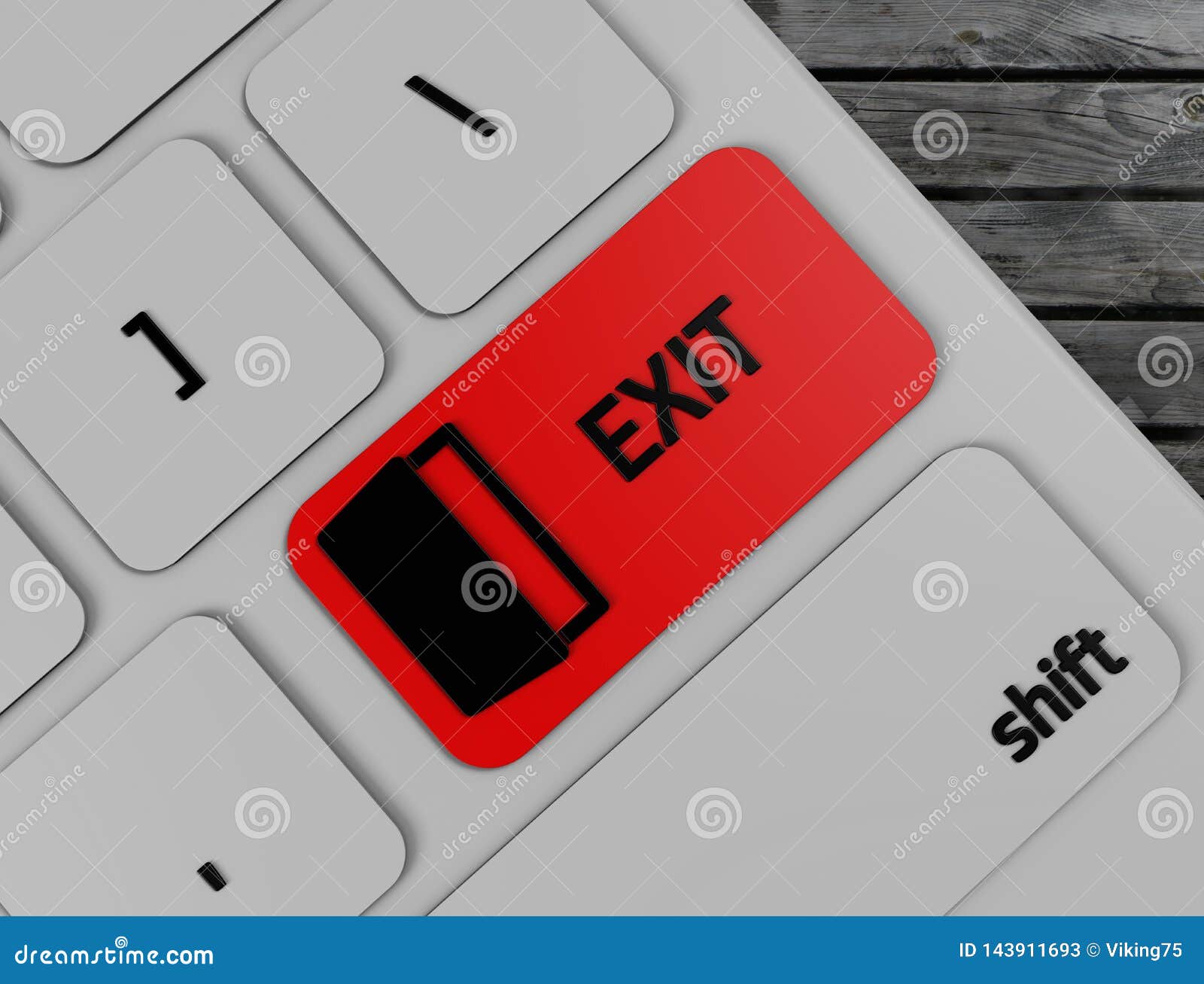 Computer Keyboard Red Exit Enter Key, 3d Render Stock Illustration ...