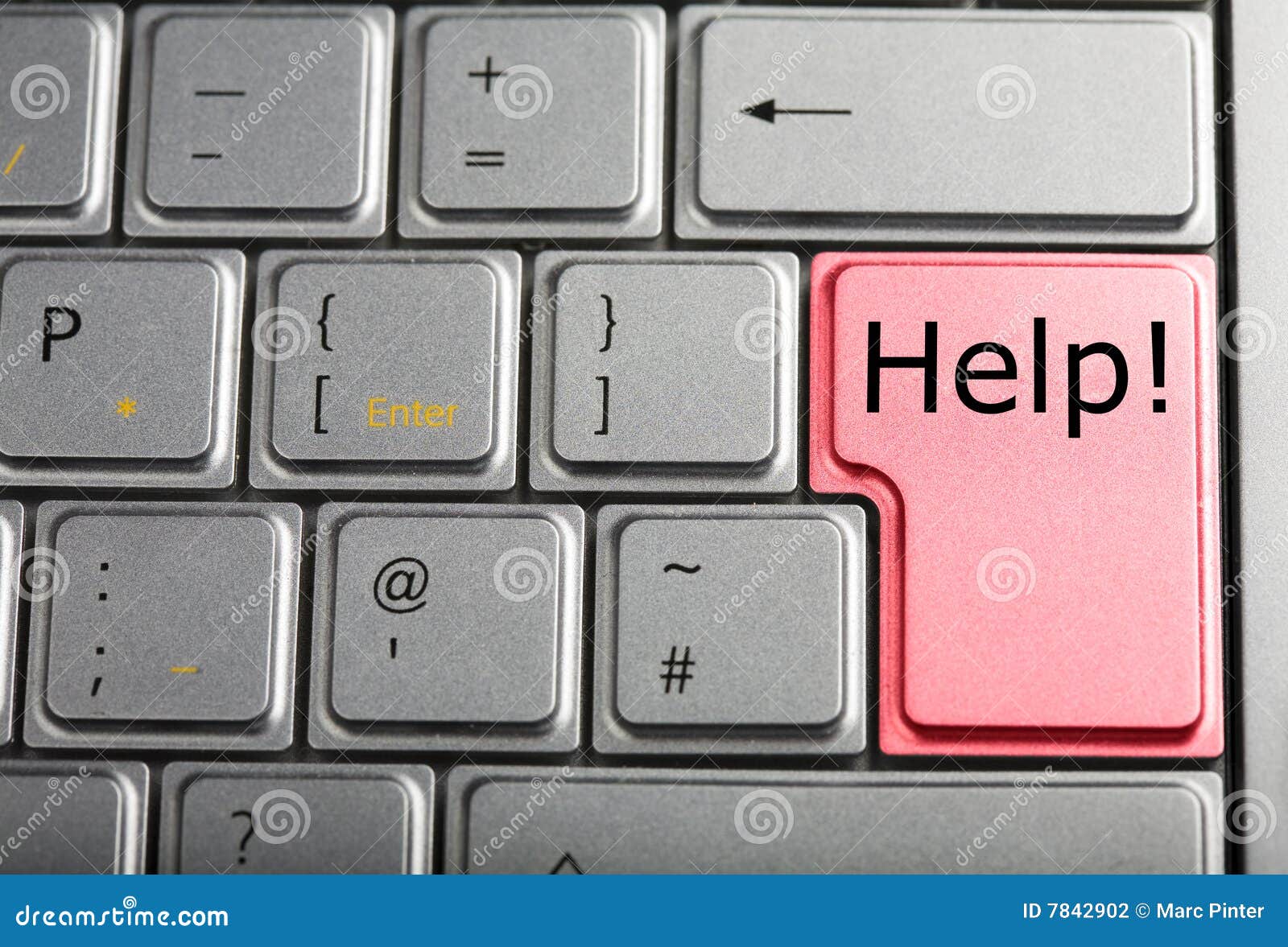 Computer Keyboard with Red Help Key Stock Photo - Image of support ...