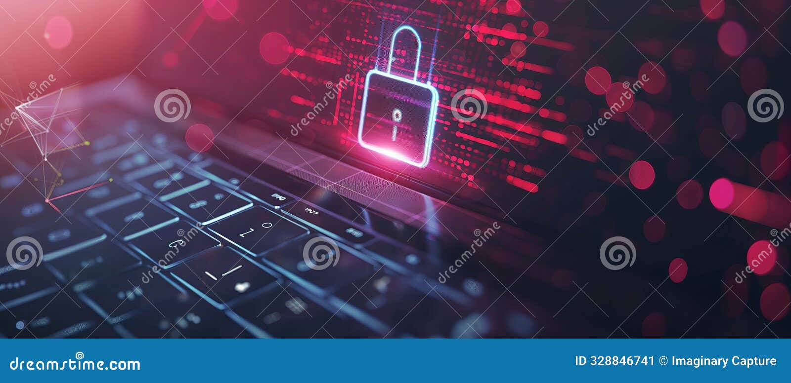 A Computer Keyboard with a Red Lock Symbol on it. Digital Security ...