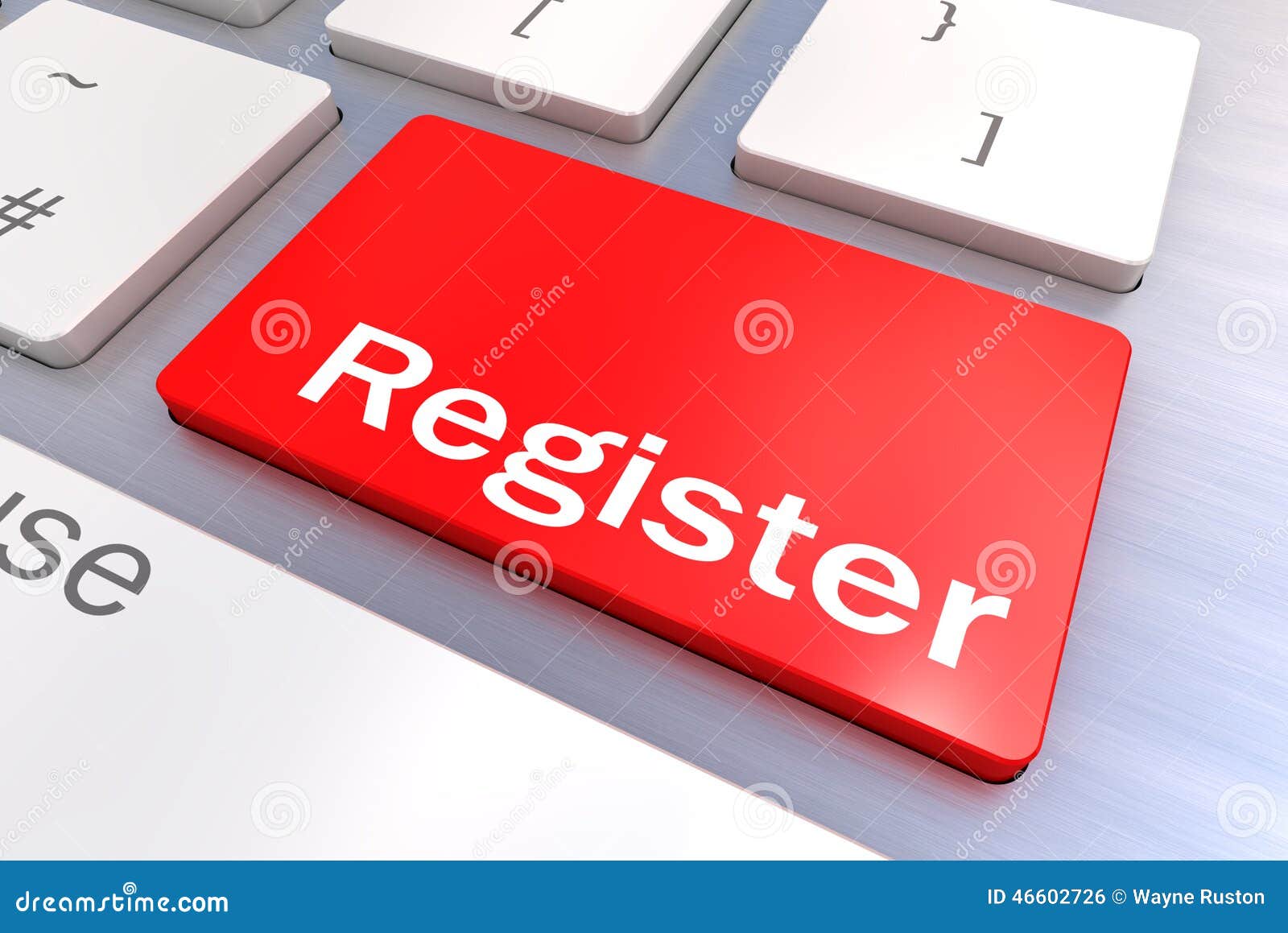 Computer Keyboard with a Register Button Concept Stock Illustration ...