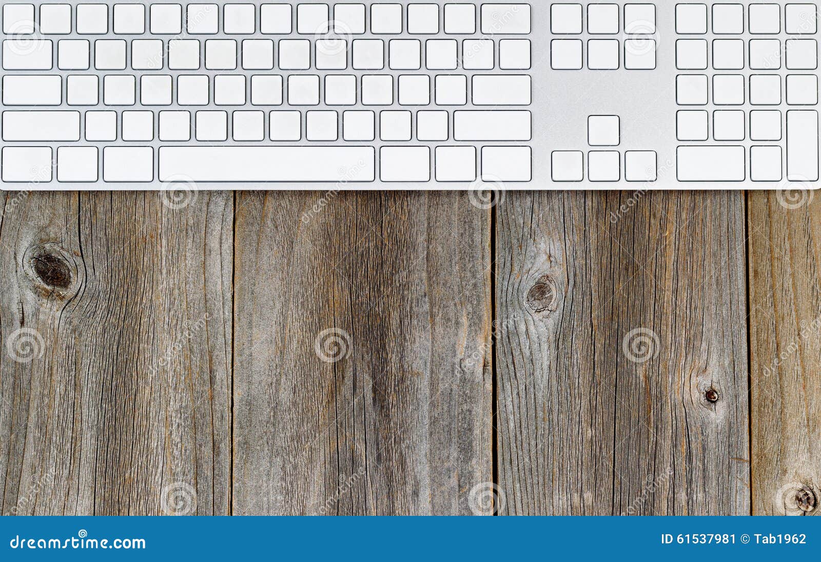 Computer Keyboard on Rustic Wooden Desktop Stock Image - Image of ...