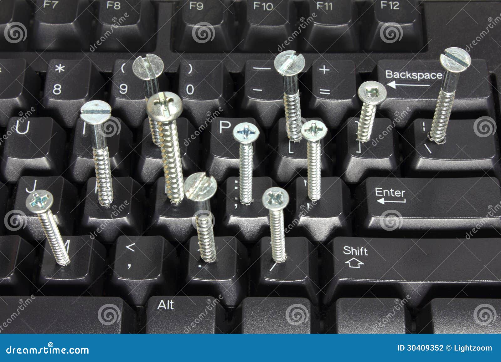 Computer Keyboard and Screws Stock Photo - Image of online, closeup ...
