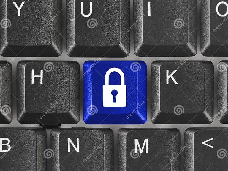 Computer Keyboard with Security Key Stock Image - Image of access ...