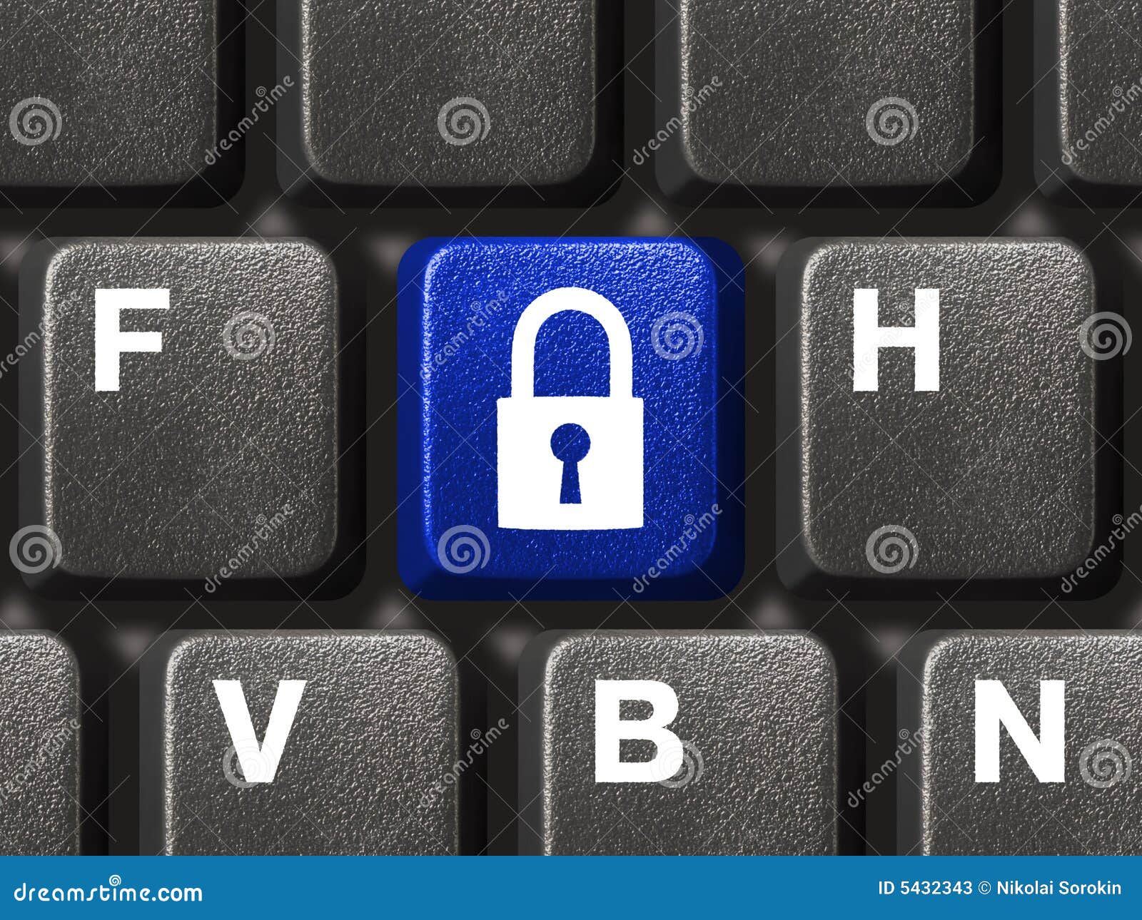 Computer Keyboard with Security Key Stock Image - Image of office ...