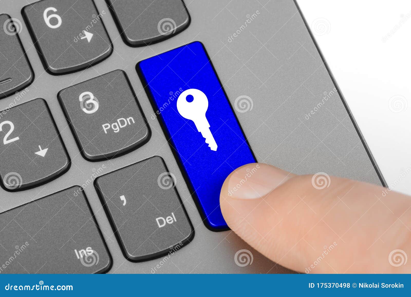 Computer Keyboard with Security Key Stock Photo - Image of hack, blue ...