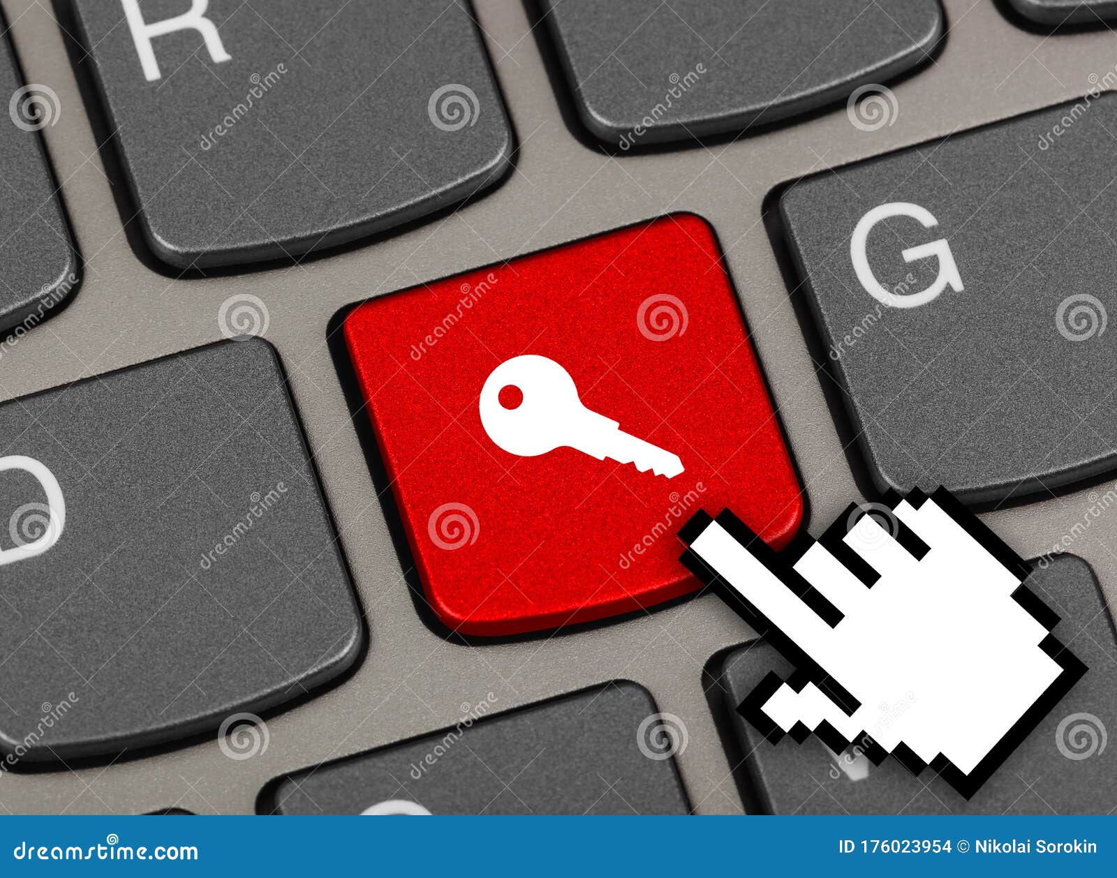 Computer Keyboard with Security Key Stock Photo - Image of hand, lock ...