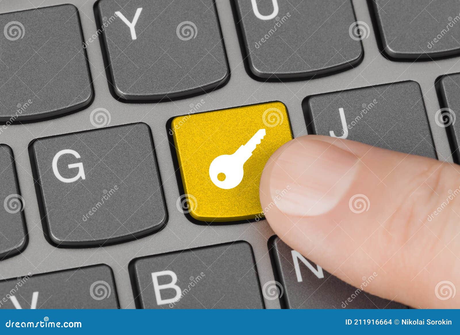 Computer Keyboard with Security Key Stock Photo - Image of cursor ...