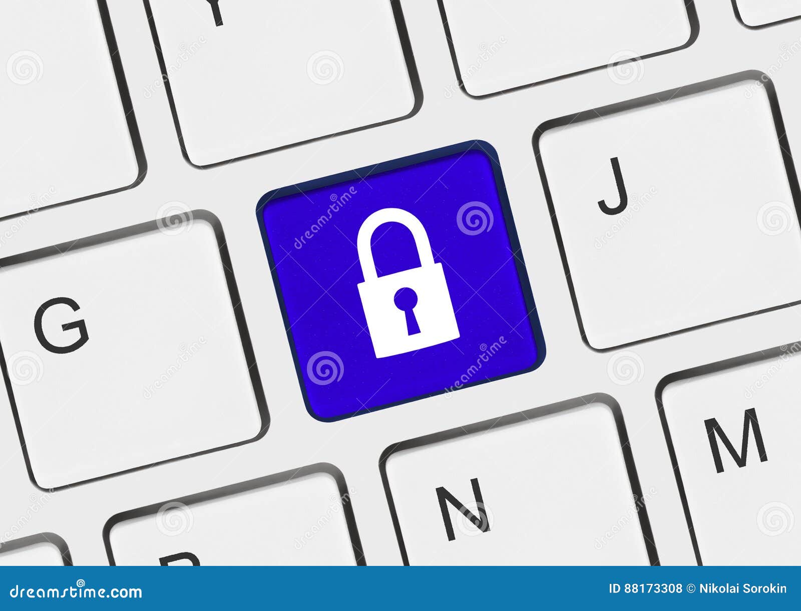 Computer Keyboard with Security Key Stock Photo - Image of background ...