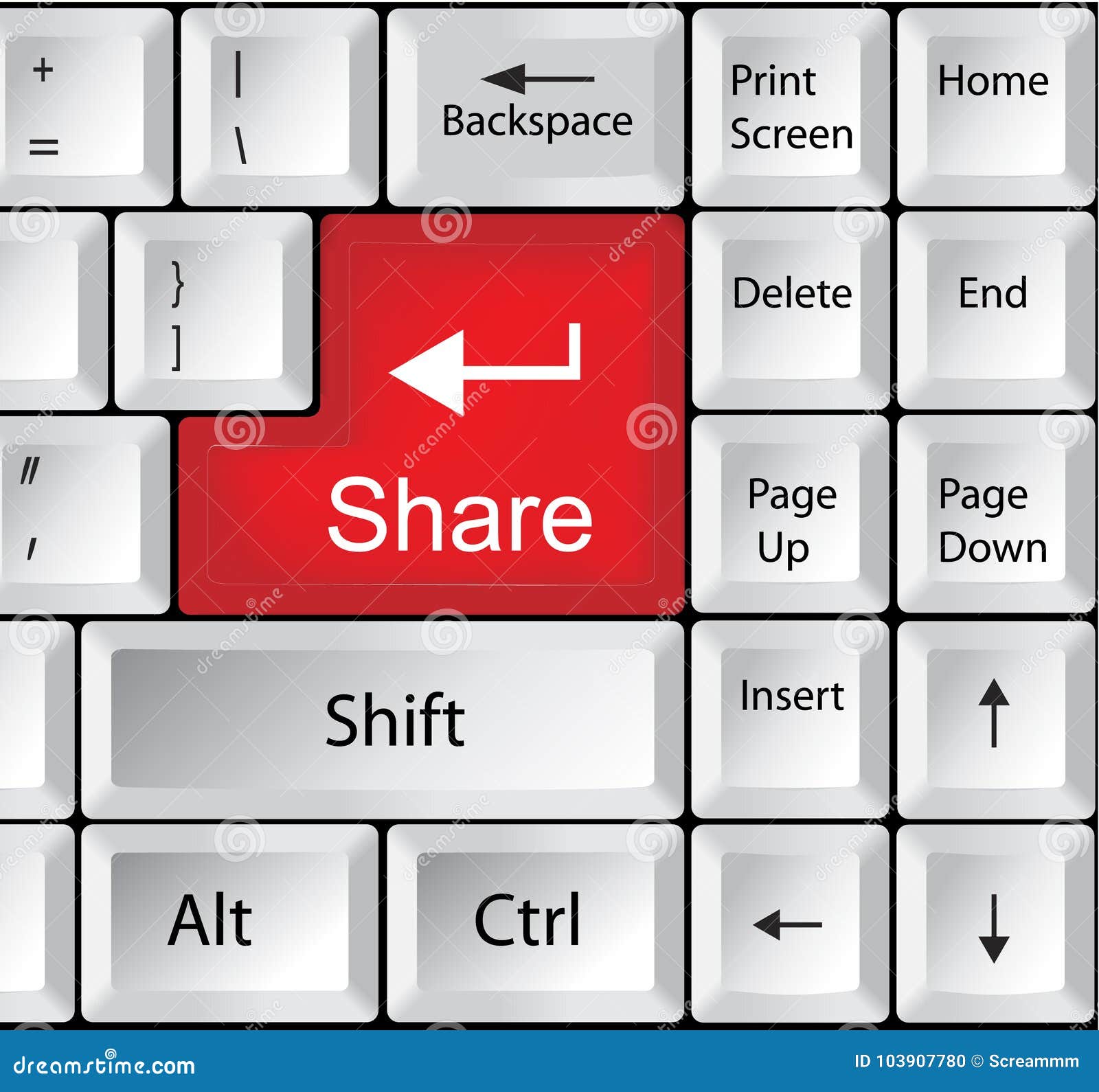 Computer Keyboard with Share, Internet Concept Stock Vector ...