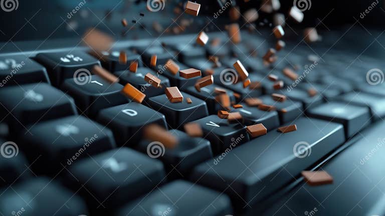 A Computer Keyboard with Small Pieces of Plastic Falling Off, AI Stock ...