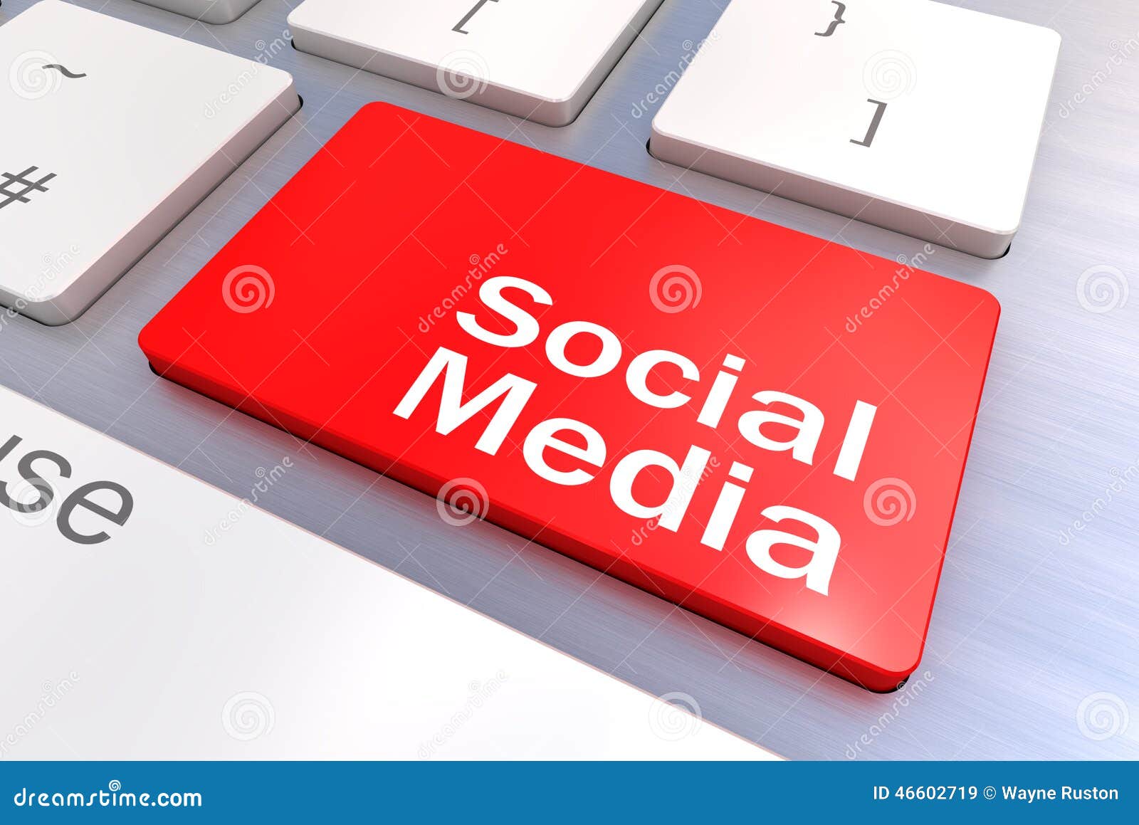 Computer Keyboard with a Social Media Concept Stock Illustration ...