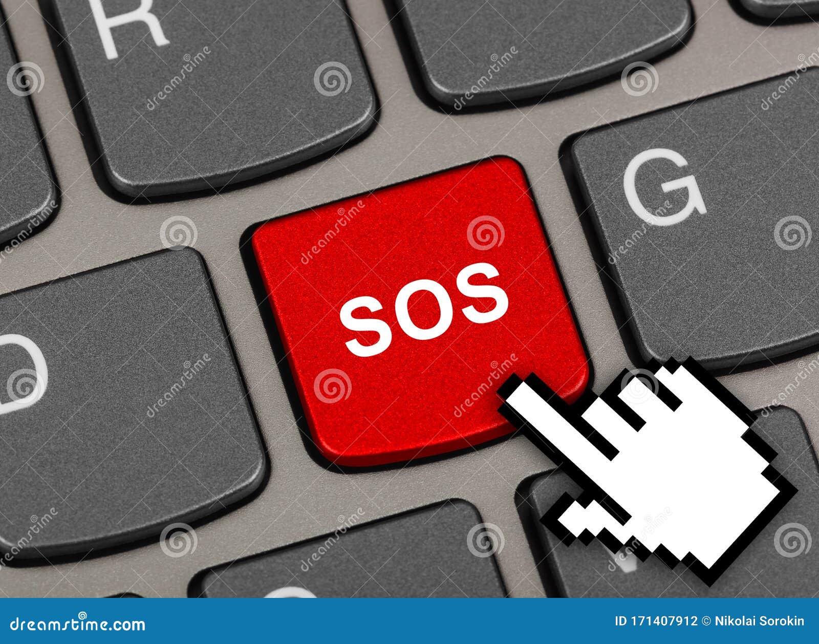 Computer Keyboard with SOS Key Stock Photo - Image of concept, call ...