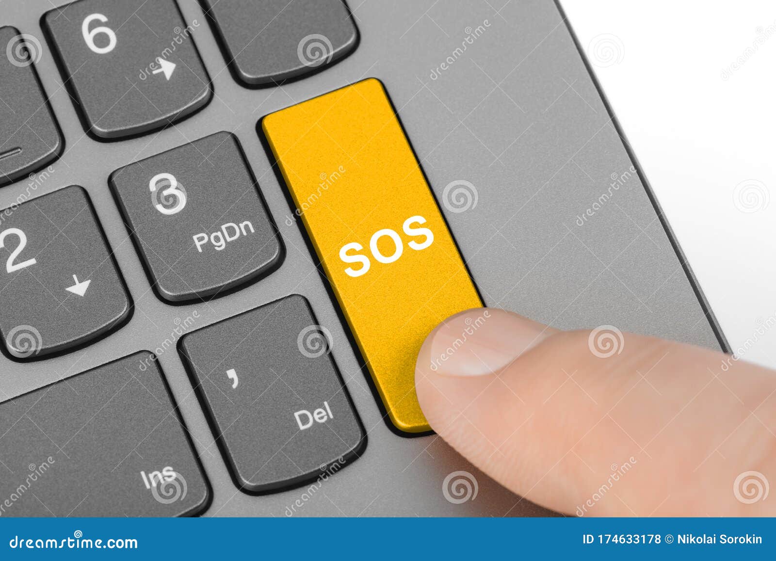 Computer Keyboard with SOS Key Stock Photo - Image of background, hand ...