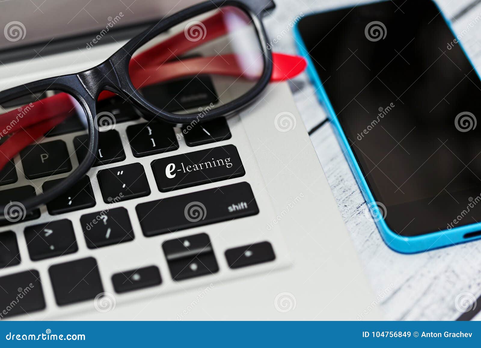 E-learning Via Laptop and Smartphone Concept Stock Image - Image of ...