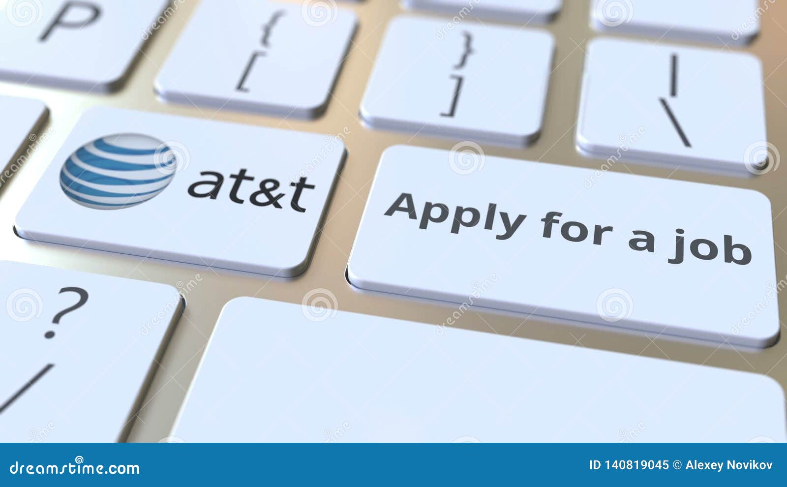 Computer Keyboard with at&T Logo and Apply for a Job Text on the Keys ...
