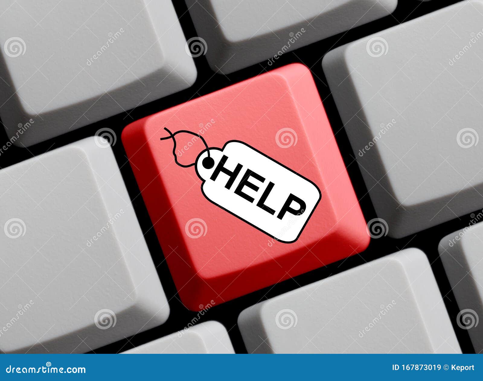 Computer Keyboard with Tag Showing Help Stock Illustration ...