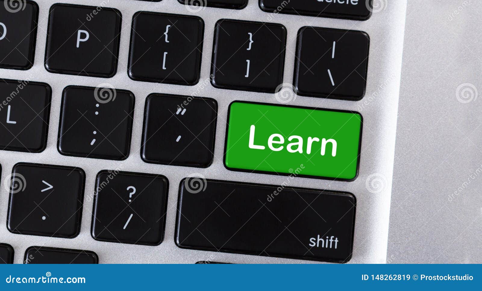 Computer Keyboard with Text Learn on Green Key Stock Image - Image of ...