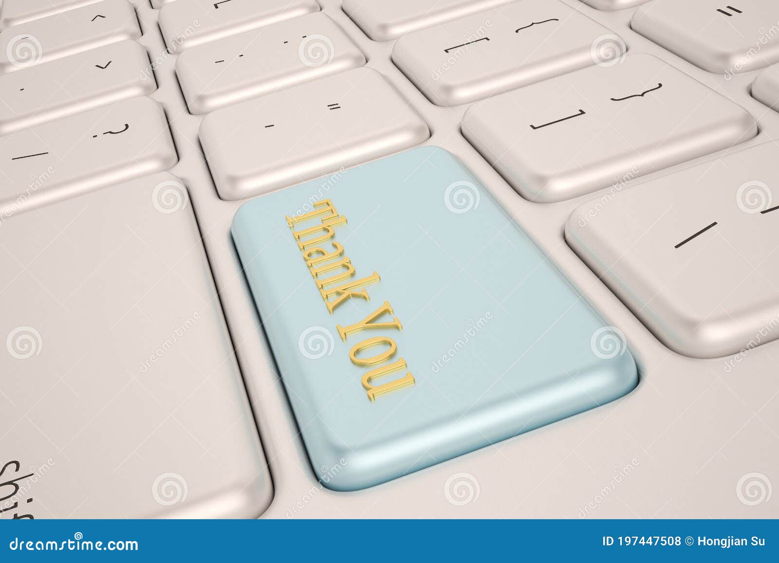 Computer Keyboard with Thank You Button, 3D Render. 3D Illustration ...