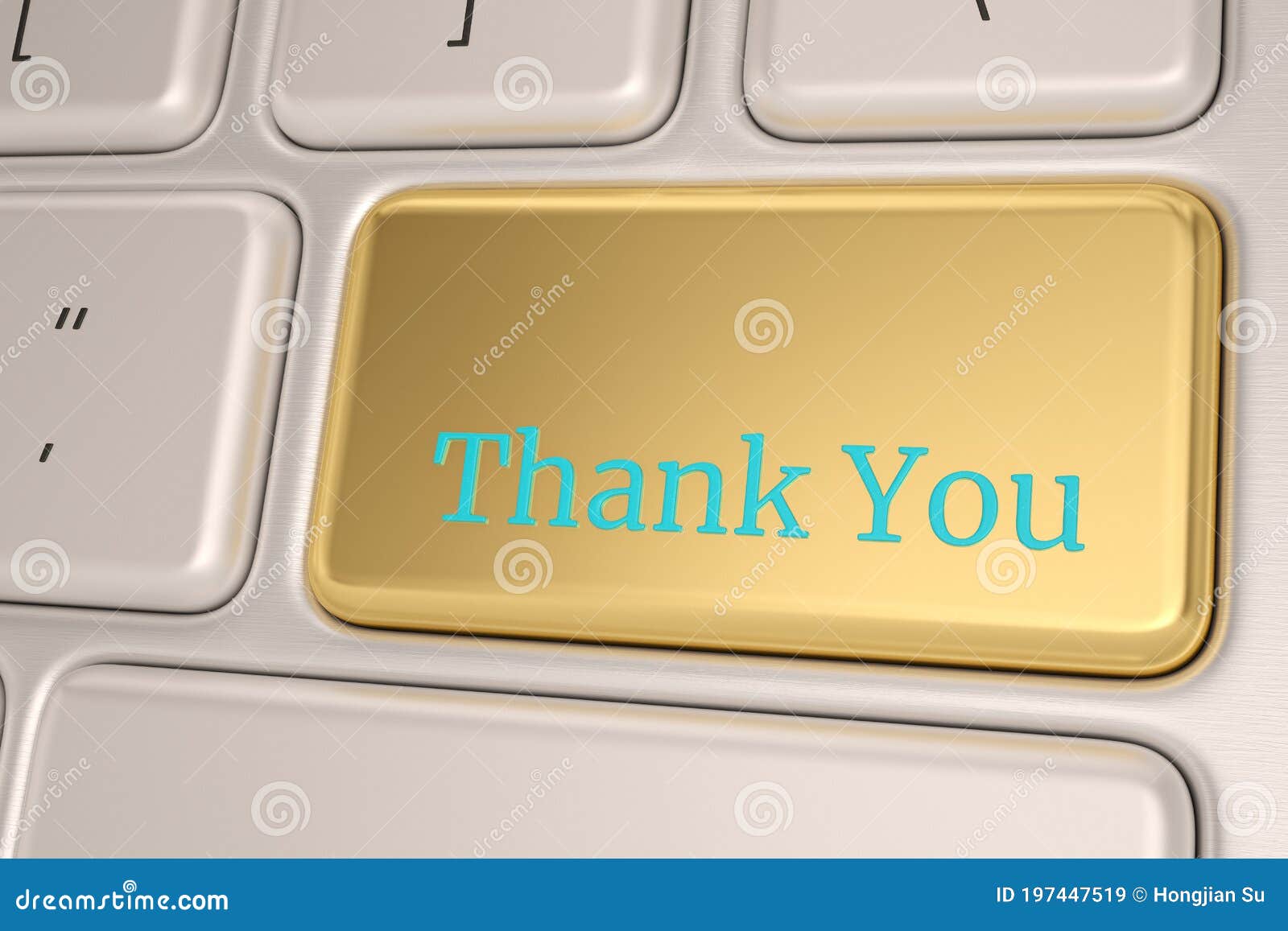 Computer Keyboard with Thank You Button, 3D Render. 3D Illustration ...