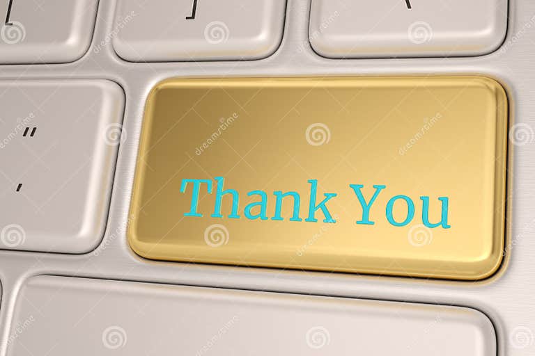 Computer Keyboard with Thank You Button, 3D Render. 3D Illustration ...