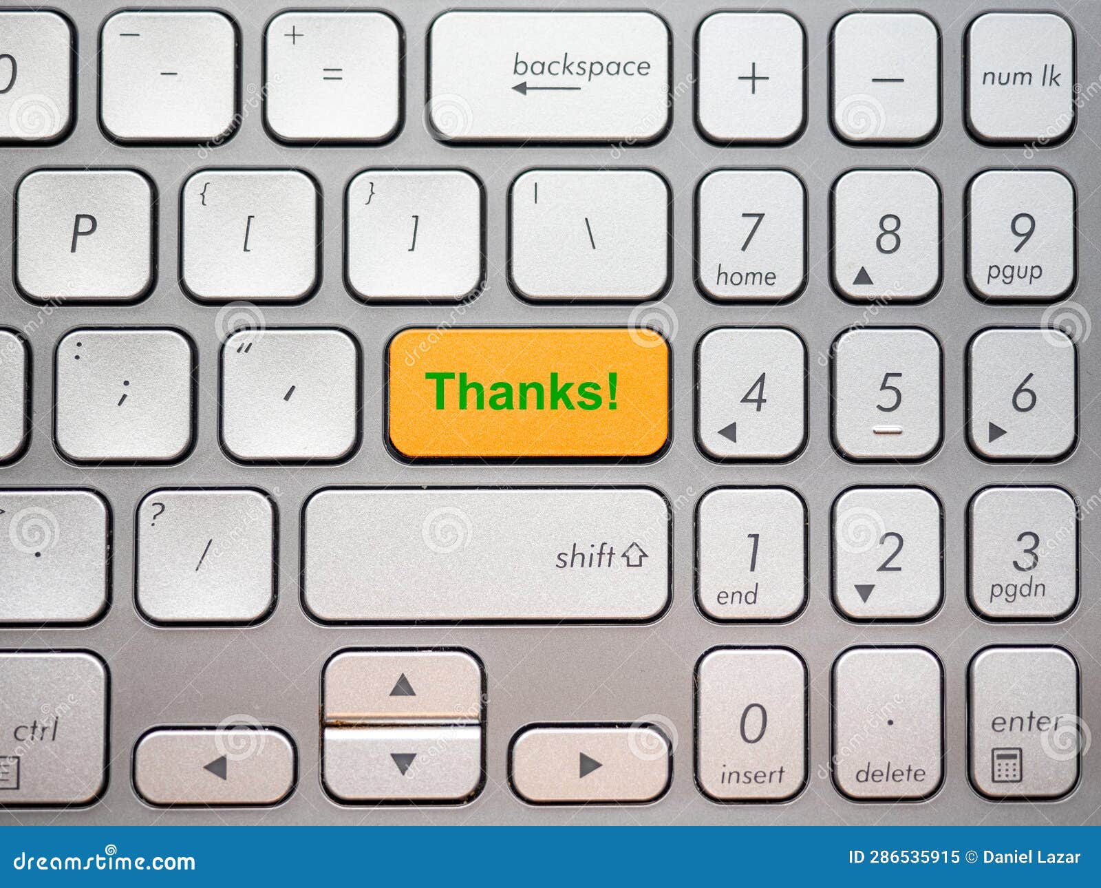 Computer Keyboard with a Thanks Text Stock Image - Image of laptop ...