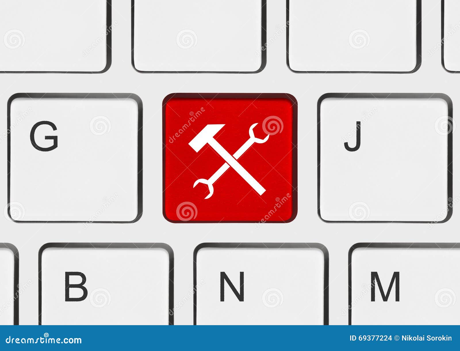 Computer Keyboard With Tools Key Stock Photo - Image of keyboard ...