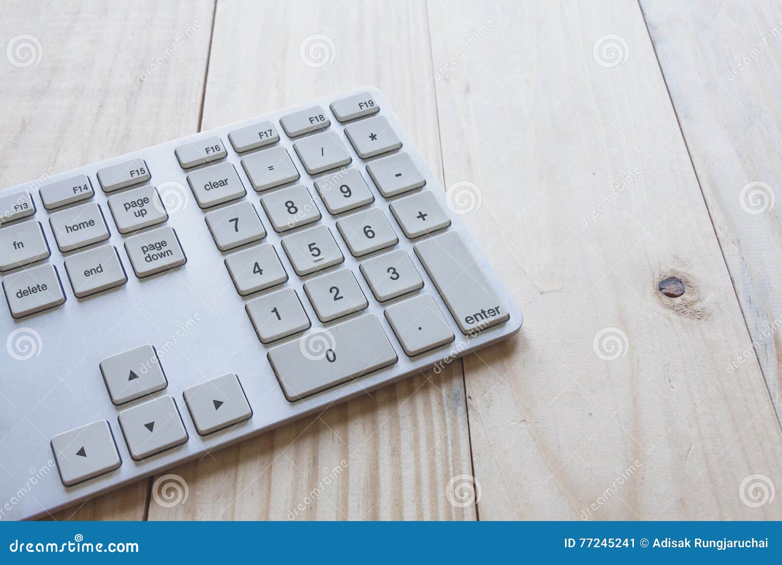 Computer Keyboard on Top of Wooden Desk. Stock Image - Image of ...