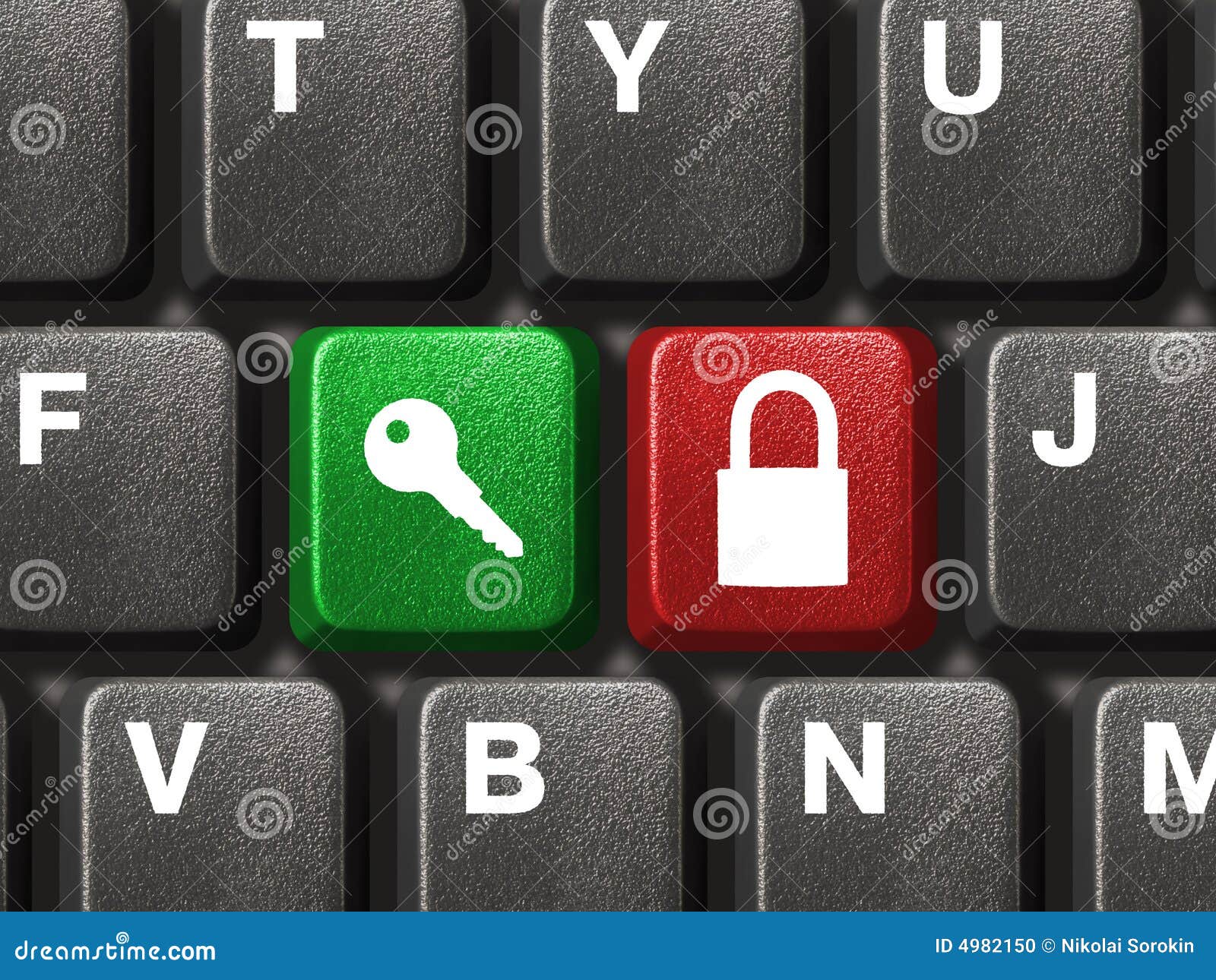 Computer Keyboard with Two Security Buttons Stock Photo - Image of ...