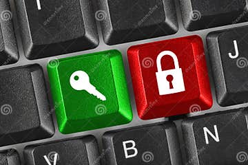 Computer Keyboard with Two Security Keys Stock Image - Image of money ...