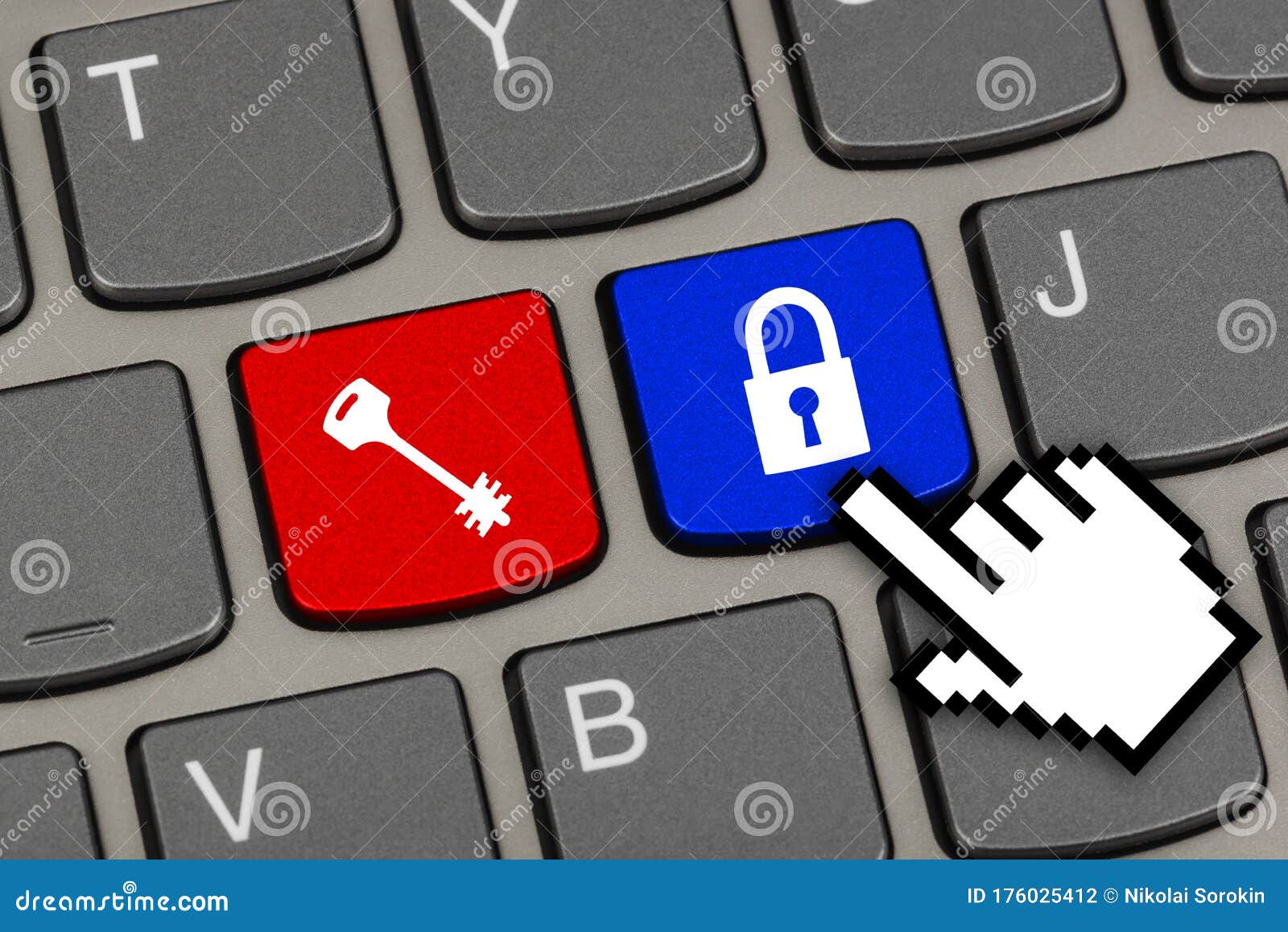 Computer Keyboard with Two Security Keys Stock Photo - Image of lock ...