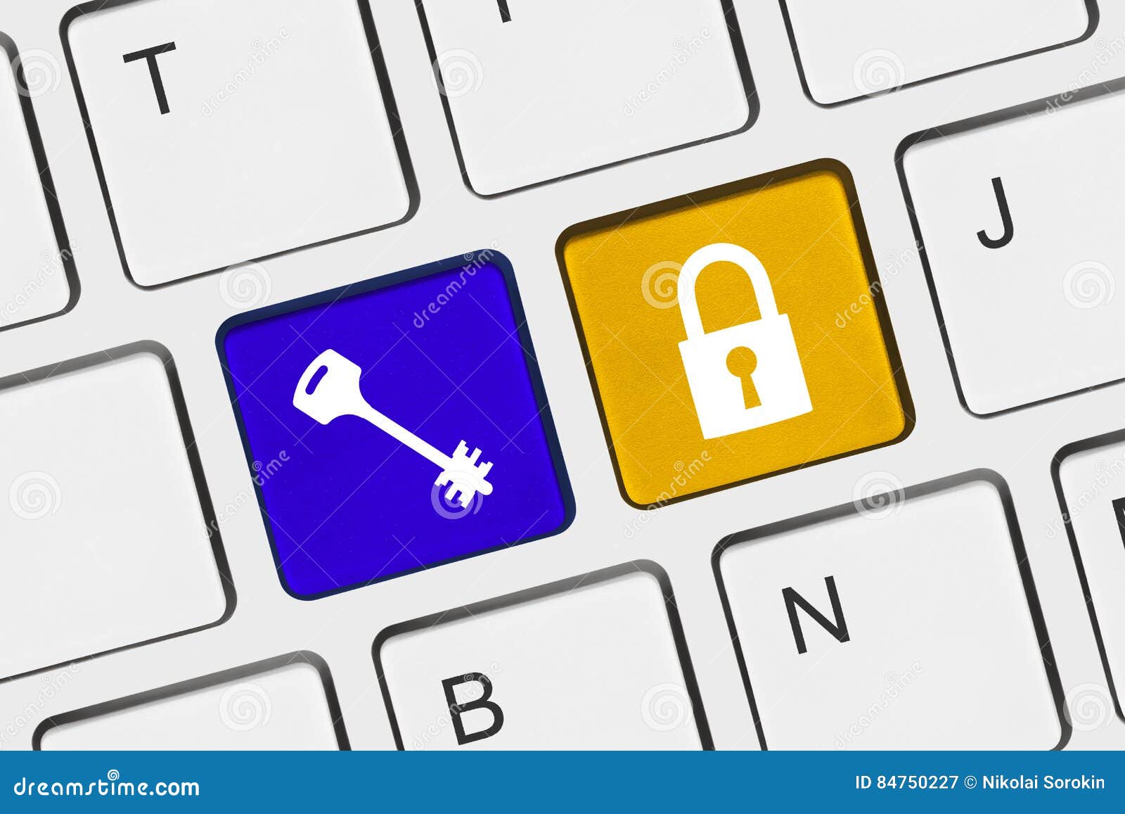 Computer Keyboard with Two Security Keys Stock Image - Image of danger ...