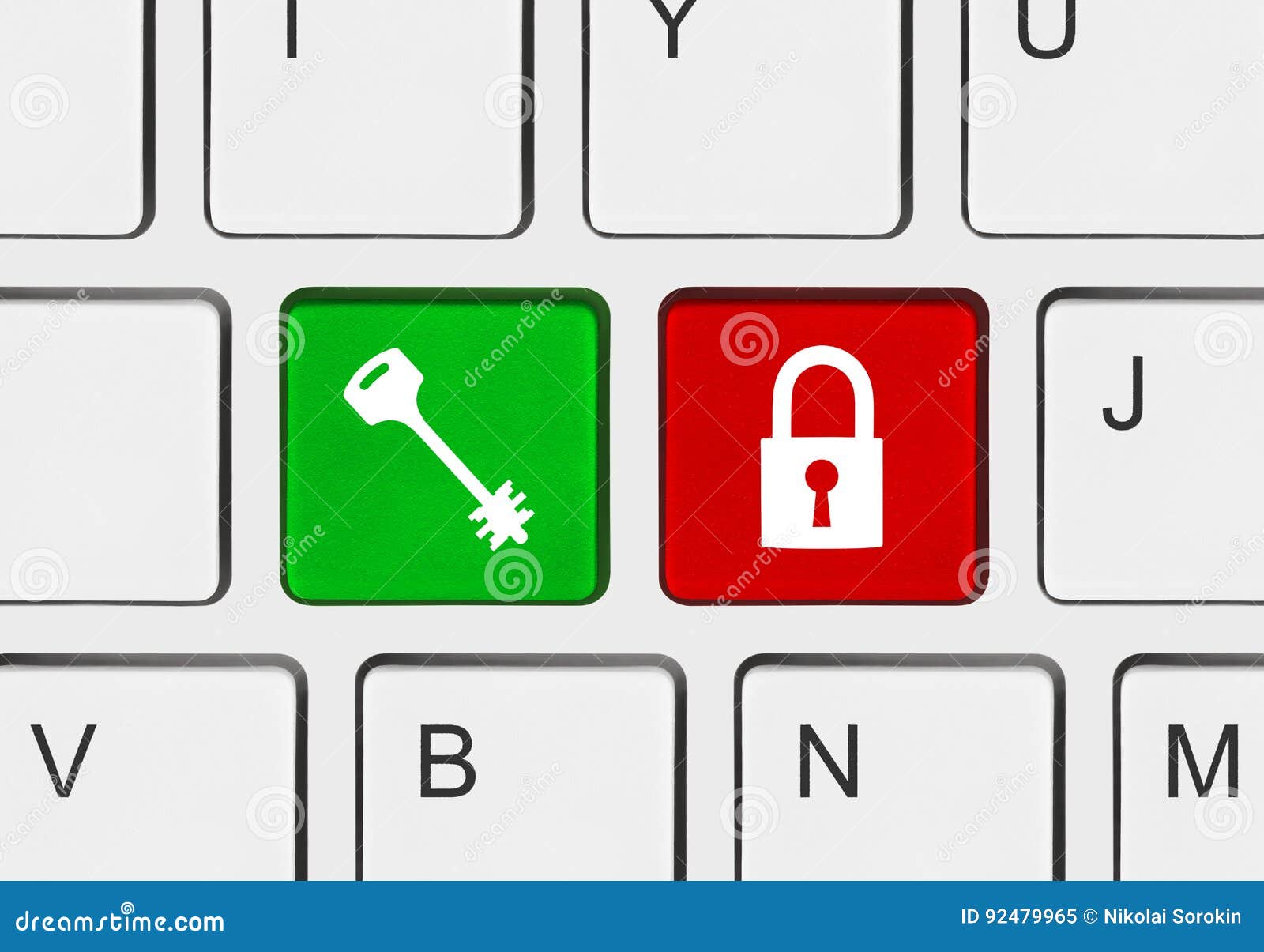 Computer Keyboard with Two Security Keys Stock Image - Image of ...