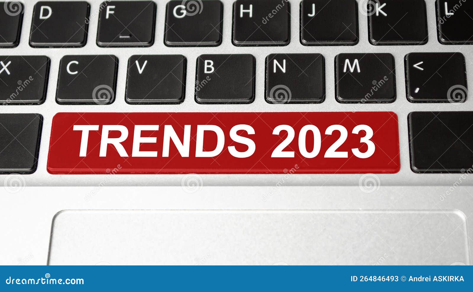 Computer Keyboard with Typographic TRENDS 2023 Button Stock Image ...
