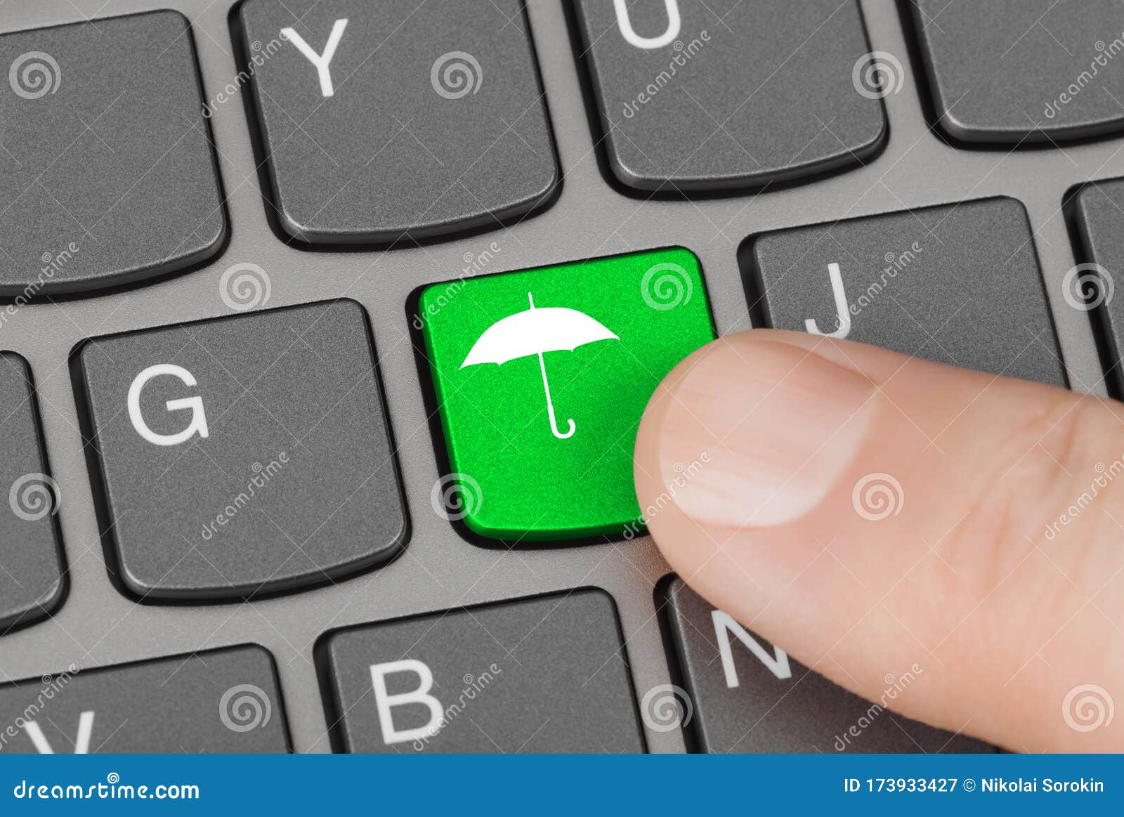 Computer Keyboard with Umbrella Key Stock Image - Image of business ...
