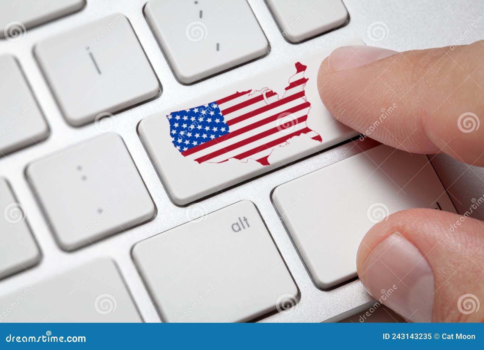 Computer Keyboard with the US Flag Map on it Stock Image - Image of ...