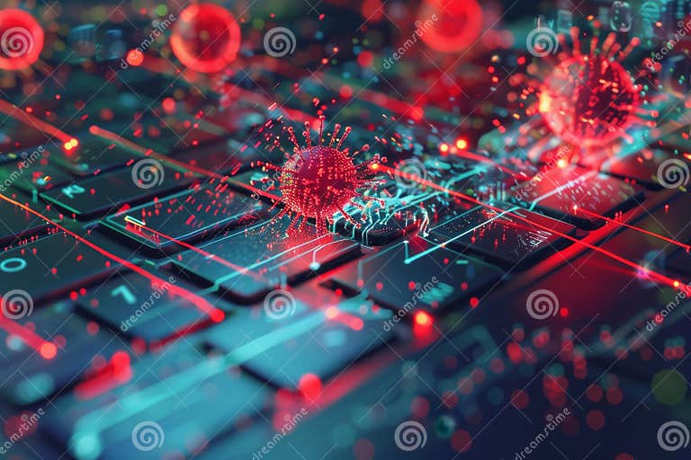 A Computer Keyboard with a Visible Virus Infection, Representing a ...