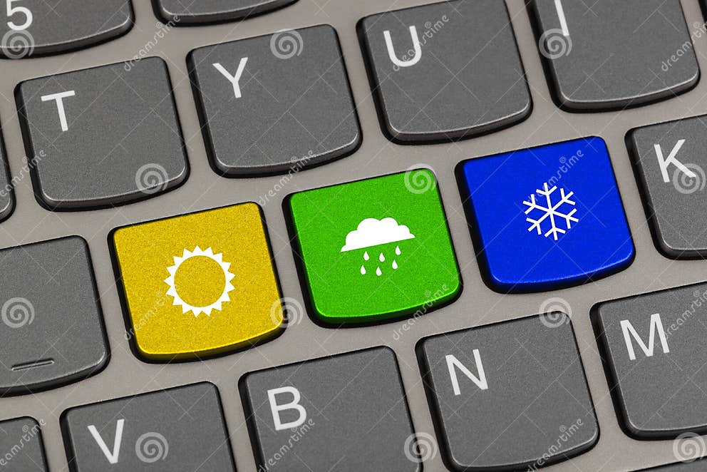 Computer Keyboard with Weather Key Stock Photo - Image of network ...