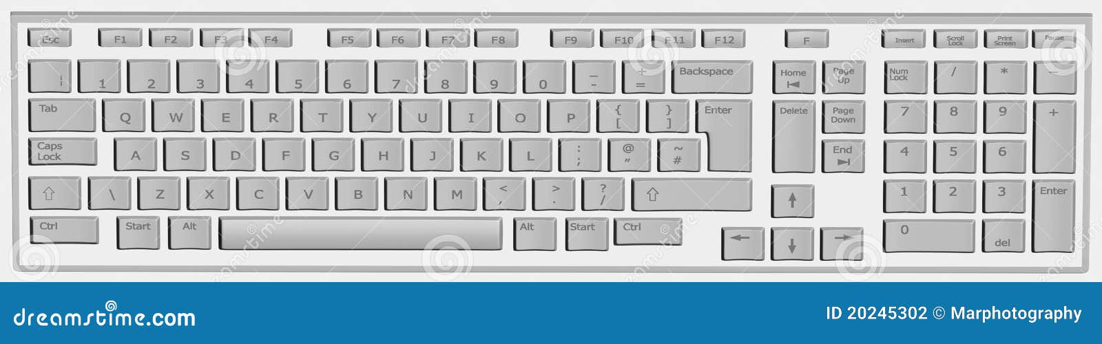 Computer Keyboard in White and Grey Stock Illustration - Illustration ...