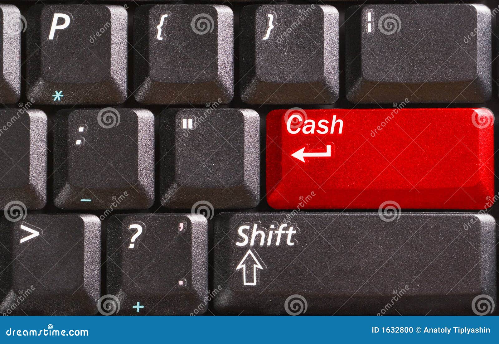 Computer Keyboard with Word Cash on Red Button Stock Photo - Image of ...