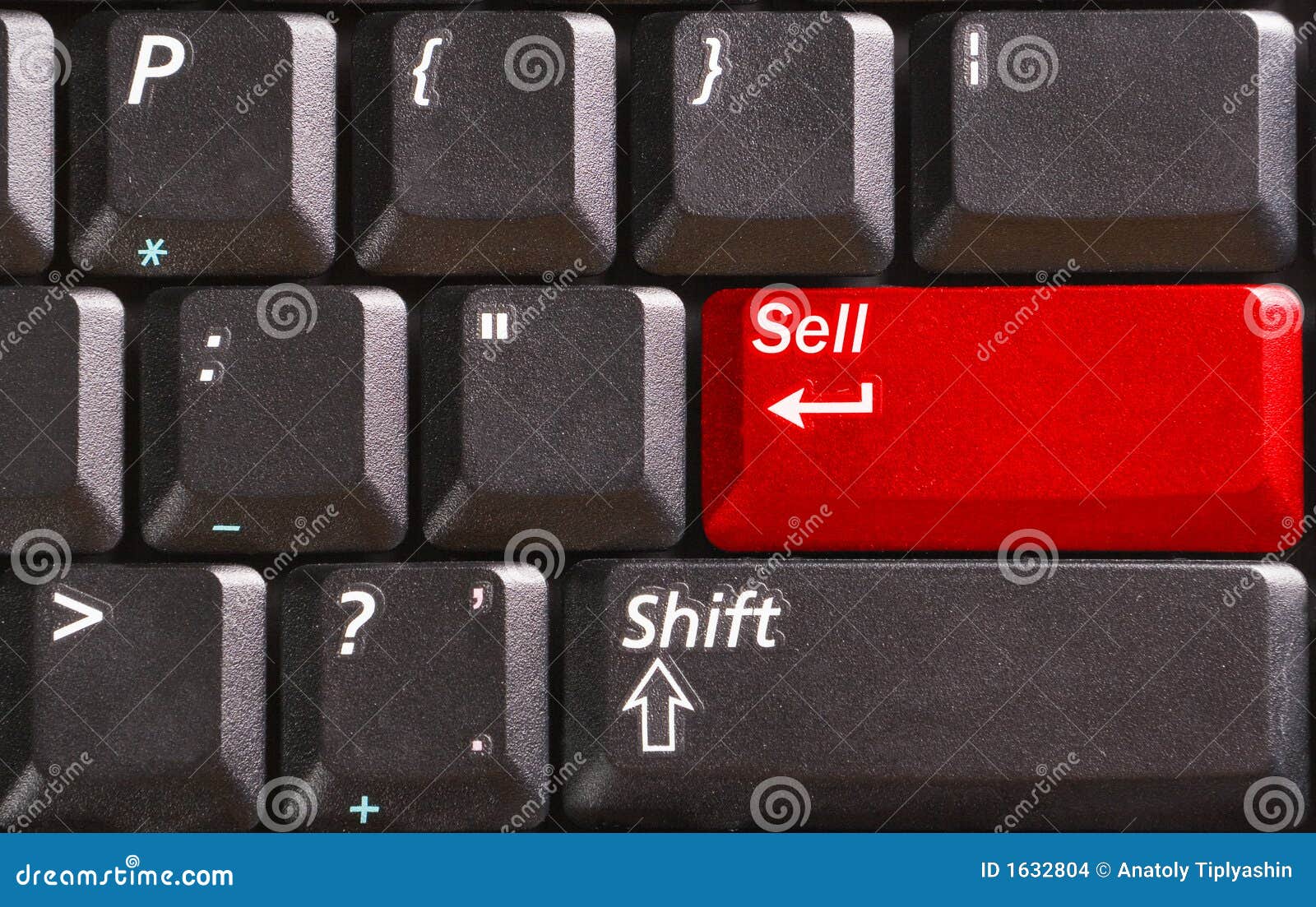 Computer Keyboard with Word Sell on Red Button Stock Photo - Image of ...